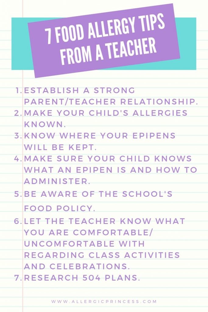 FOOD ALLERGIES AT SCHOOL - A TEACHER'S PERSPECTIVE - ALLERGIC PRINCESS
